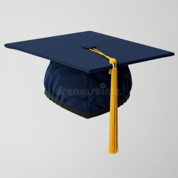 Navy Blue Graduation Cap with Gold Tassel Stock Illustration ...