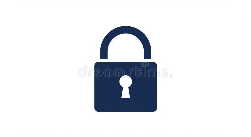 Navy Blue Padlock Icon on a White Background, Featuring a Simple ...