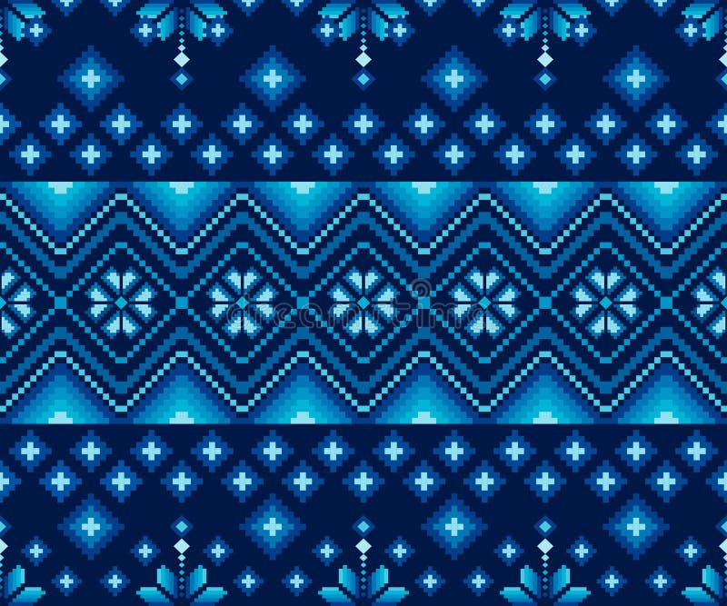 Navy Blue Pixel Geometric Ethnic Pattern Background Stock Vector ...