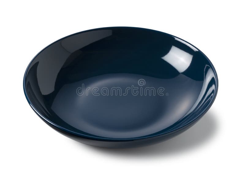 Navy Blue Plate Placed on a White Background Stock Image - Image of ...