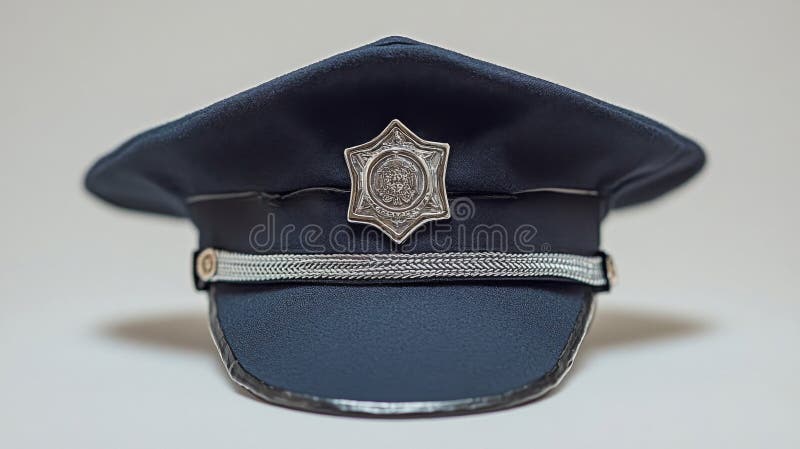 Navy Blue Police Officer S Hat with Silver Badge Stock Illustration ...