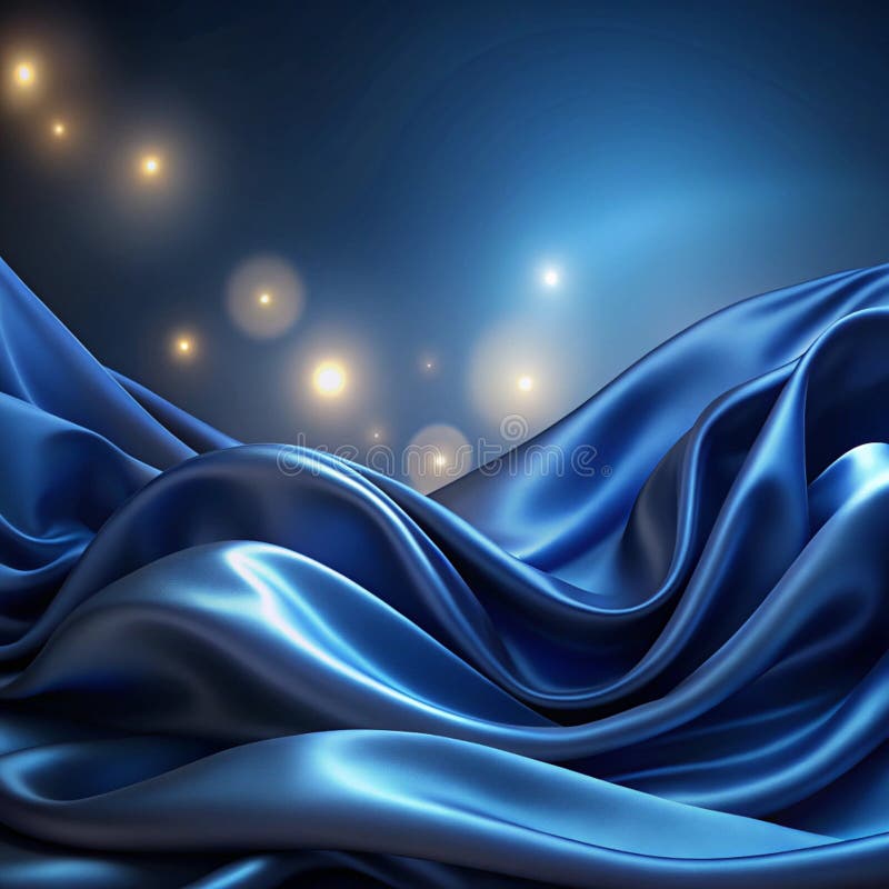 Navy Blue Satin Fabric with Wavy Folds for Elegant Design Template ...