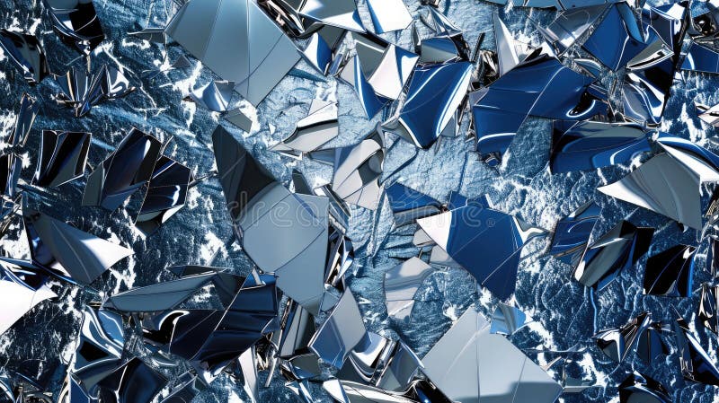 Navy Blue and Silver Abstract Pattern with Shattered Glass Effect ...