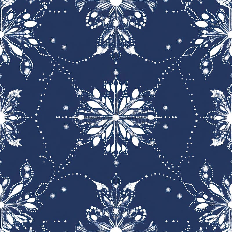 Navy Blue Snowflake Pattern Stock Image - Image of textile, texture ...