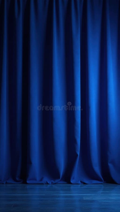 Navy Blue Stage Curtain, Soft Folds, Dramatic Lighting, Elegant ...