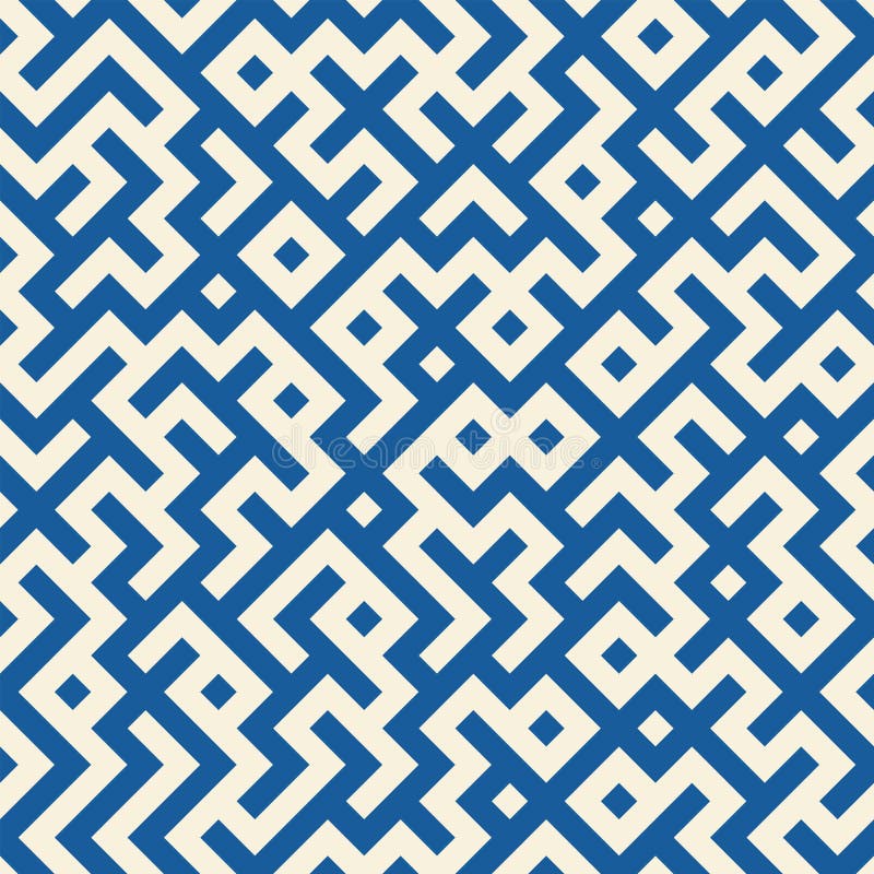 Navy Blue Striped Maze Seamless Geometric Pattern. Stock Vector - Illustration of abstract ...