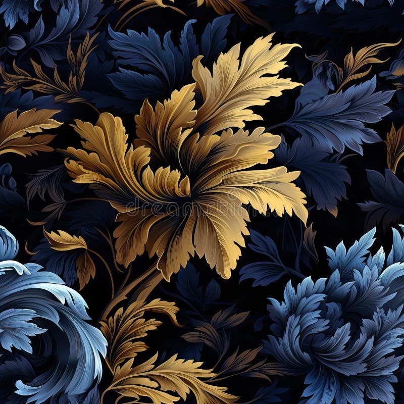 Navy Blue Textile Seamless Pattern AI Generated Stock Illustration ...