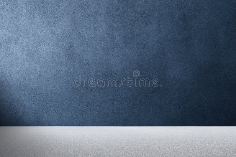 Navy Blue Textured Wall Backdrop with White Floor Surface and Studio ...
