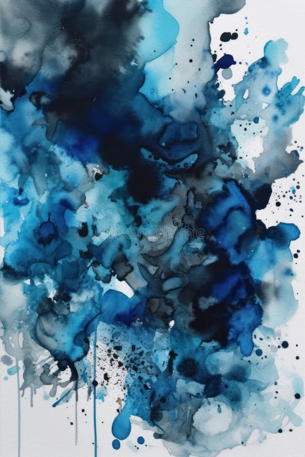 Navy Blue Watercolor Abstract Painting . Stock Illustration ...