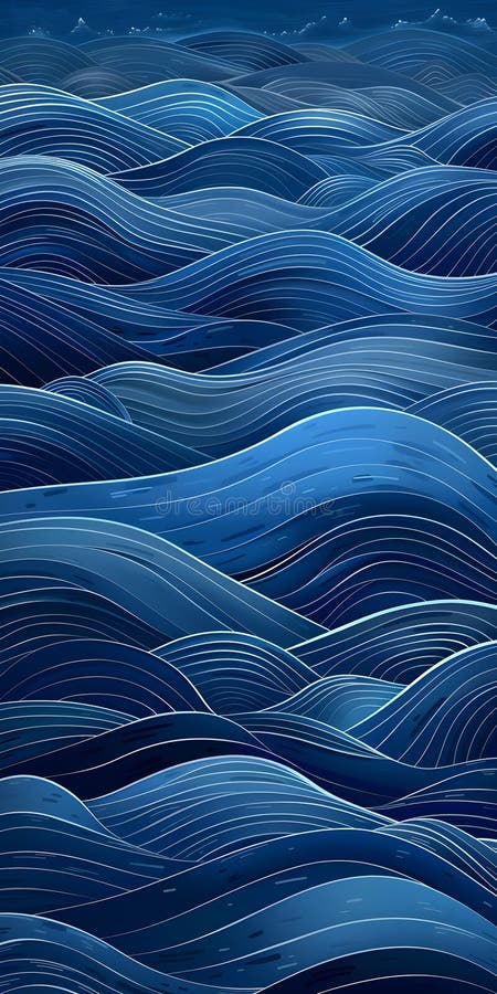 Navy Blue Waves in the Ocean, Abstract Vertical Background. Stock Image ...