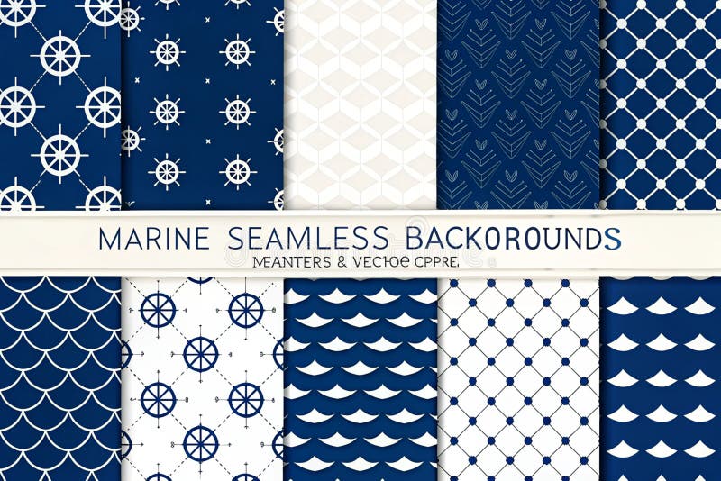 Navy Blue & White Marine Nautical Backgrounds - Elegant Geometric ...