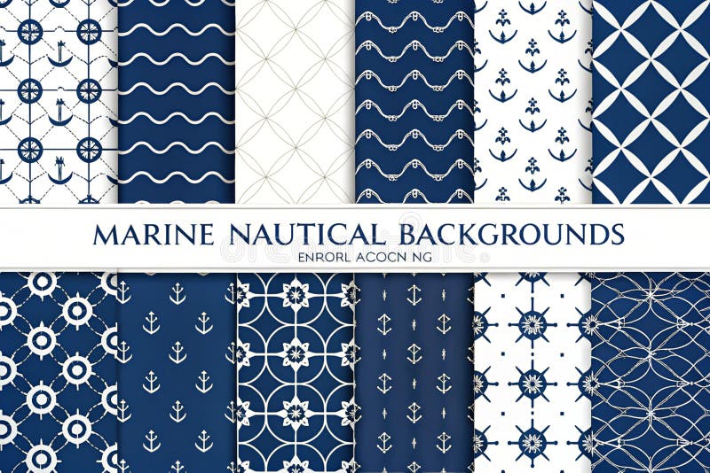 Navy Blue & White Marine Nautical Backgrounds - Elegant Geometric ...