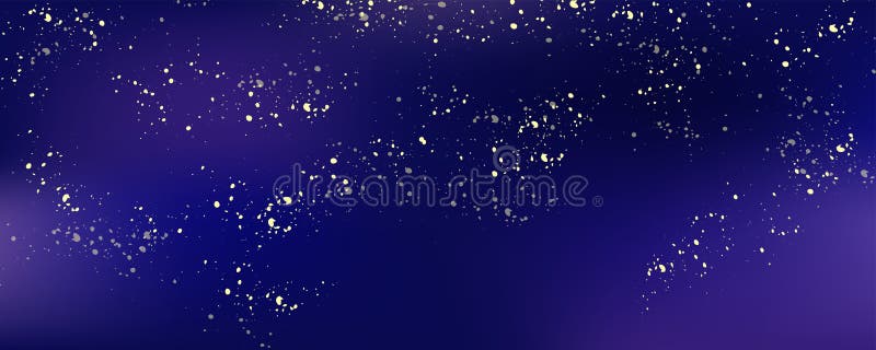 Navy Blue with Yellow Glittering Starry Sky Banner, Header Background ...