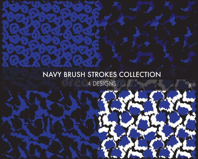 Navy Brush Strokes Seamless Pattern Collection Stock Vector ...