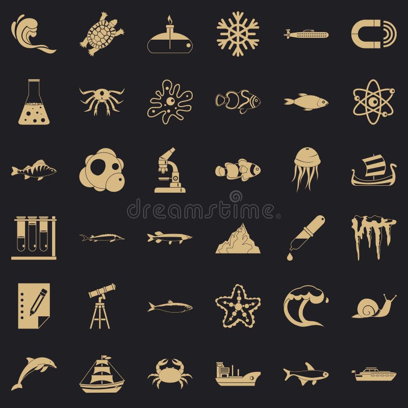 Navy Department Icons Set, Simple Style Stock Vector - Illustration of ...