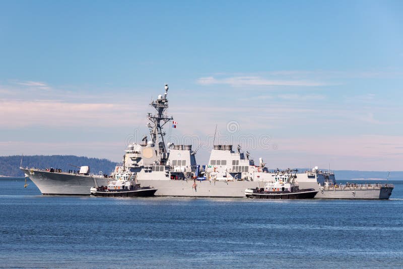 Navy Destroyer USS McCampbell Leaves Everett Naval Base Editorial Image ...