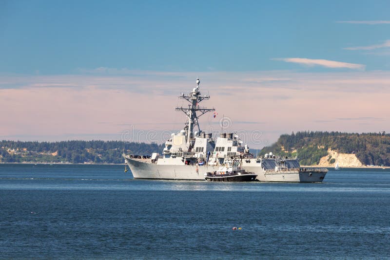 Navy Destroyer USS McCampbell Leaves Everett Naval Base Editorial Stock ...