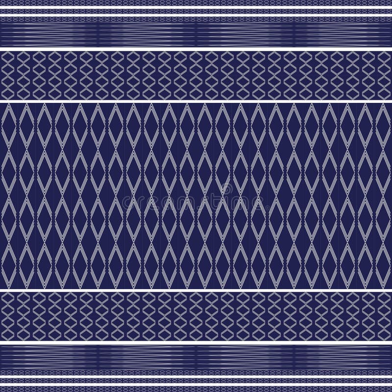 Navy Diamond Stripe Tribal Pattern Stock Illustration - Illustration of ...
