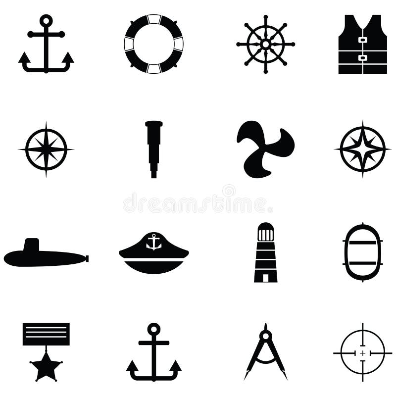 Navy icon set stock vector. Illustration of military - 120569282