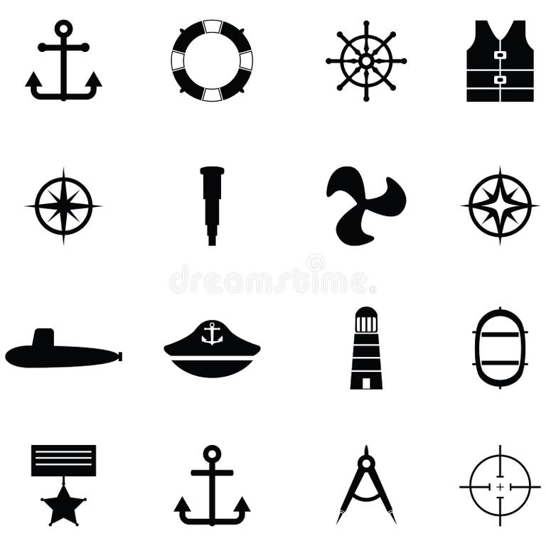 Navy icon set stock vector. Illustration of military - 120569282