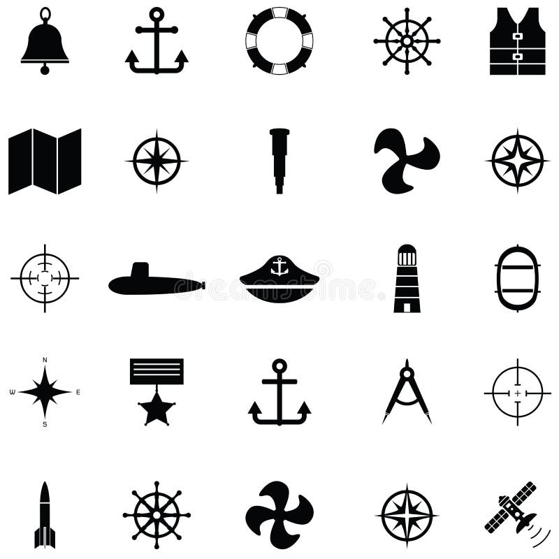 Navy icon set stock vector. Illustration of battleship - 120569292