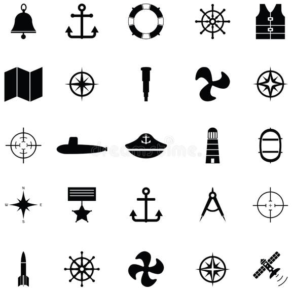 Navy icon set stock vector. Illustration of battleship - 120569292