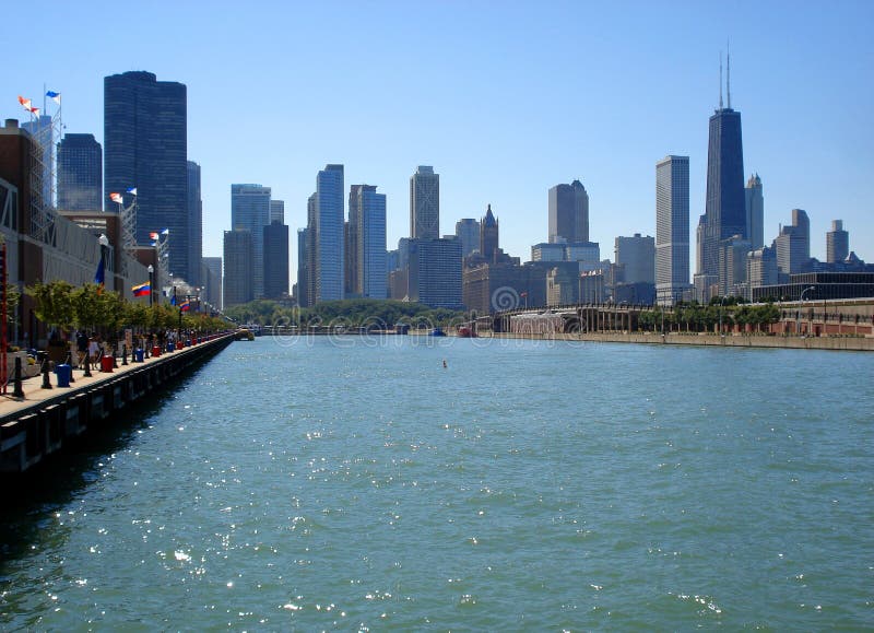 Aerial View of Navy Pier and the Chicago, Illinois Skyline Editorial ...