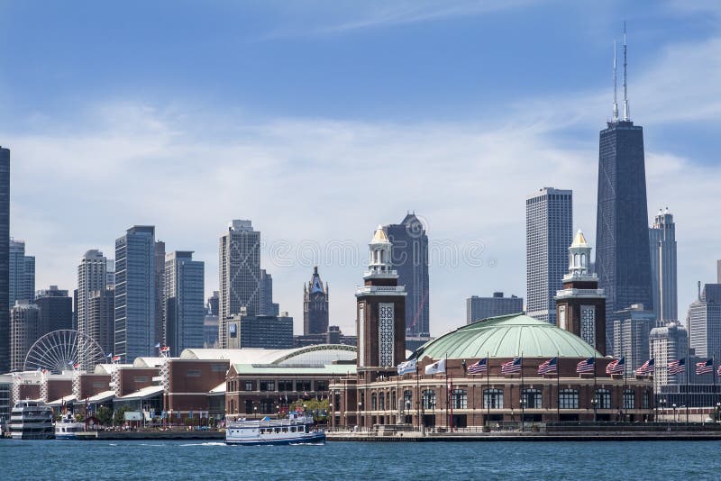 Navy Pier and Chicago Skyline Editorial Stock Photo - Image of chicago ...