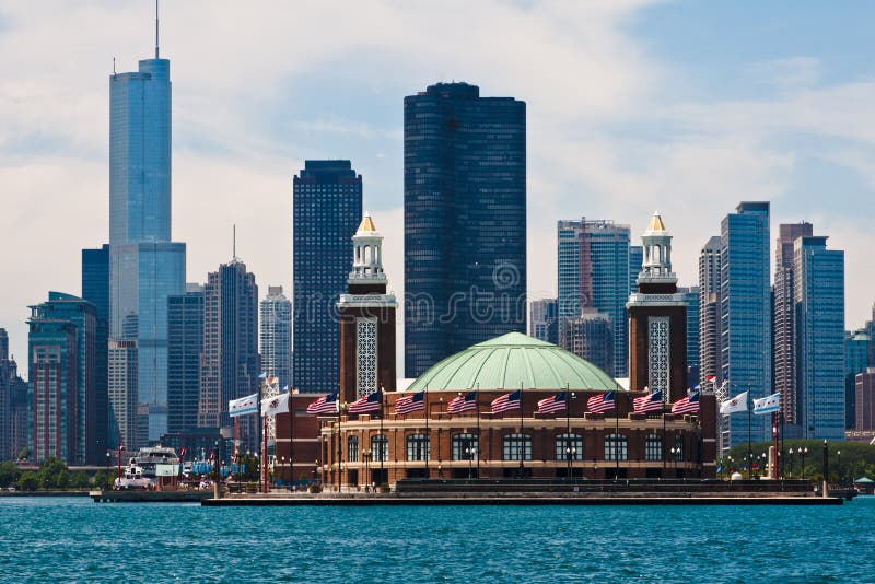 Navy Pier and Modern Buildings Chicago Editorial Stock Image - Image of ...