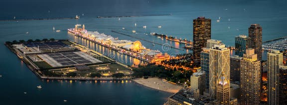 The Navy Pier at Night editorial image. Image of seascape - 39281625