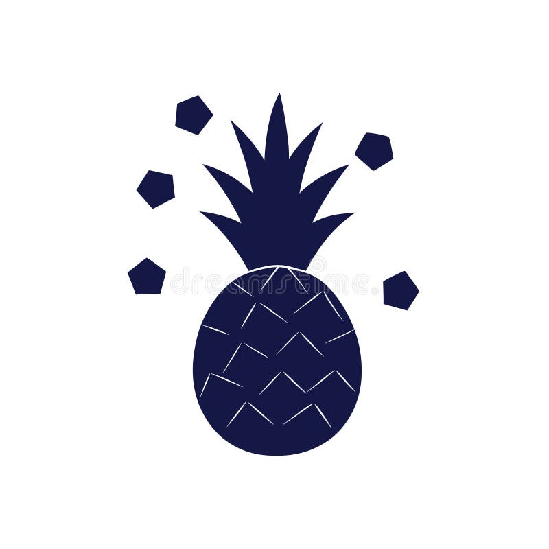 Navy Pineapple Silhouette with Geometric Shapes Stock Vector ...