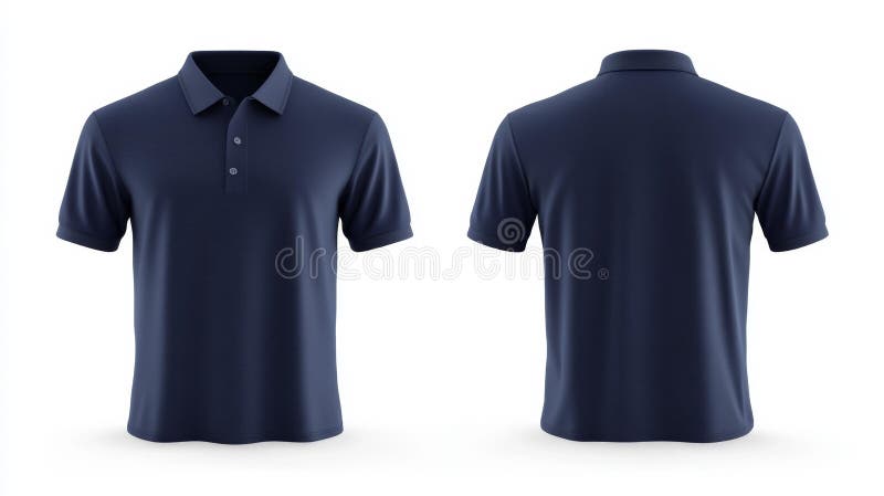 Navy Polo Shirt Front and Back View Generative AI Stock Illustration ...