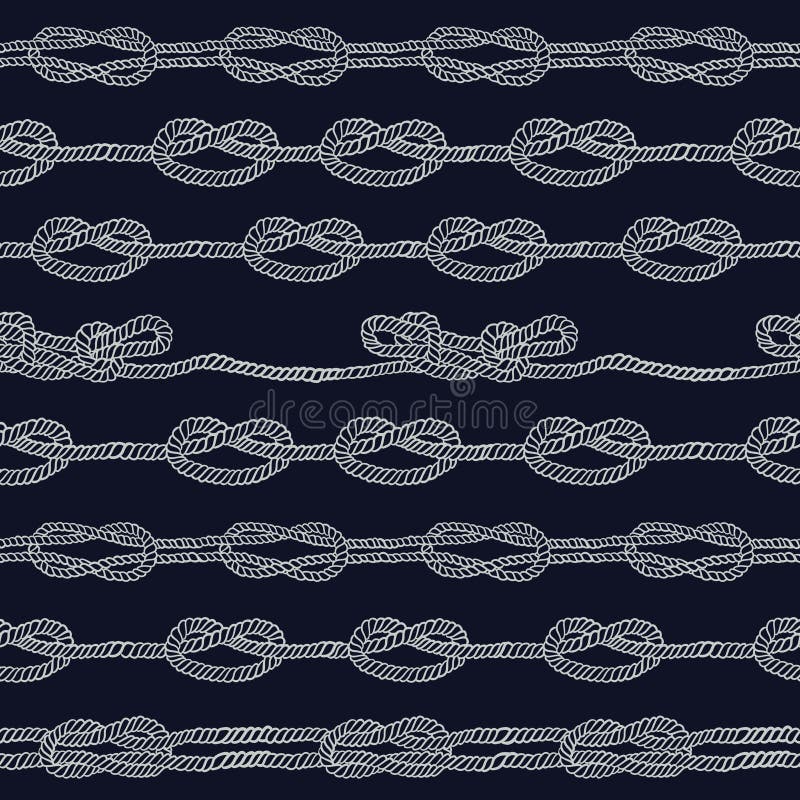 Navy Rope and Marine Knots Striped Seamless Pattern. Stock Vector ...