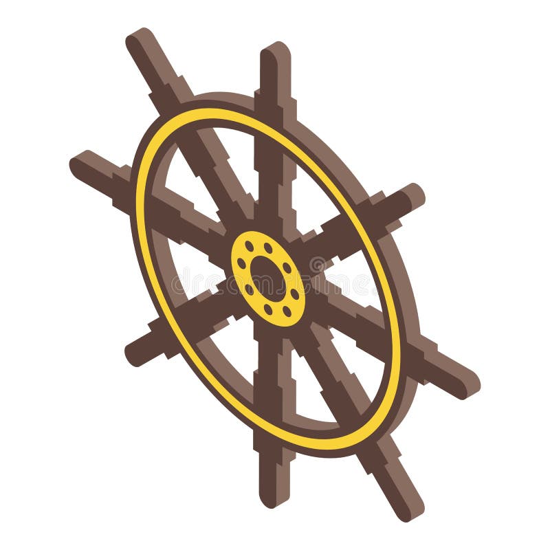 Navy Ship Wheel Icon, Isometric Style Stock Vector - Illustration of ...