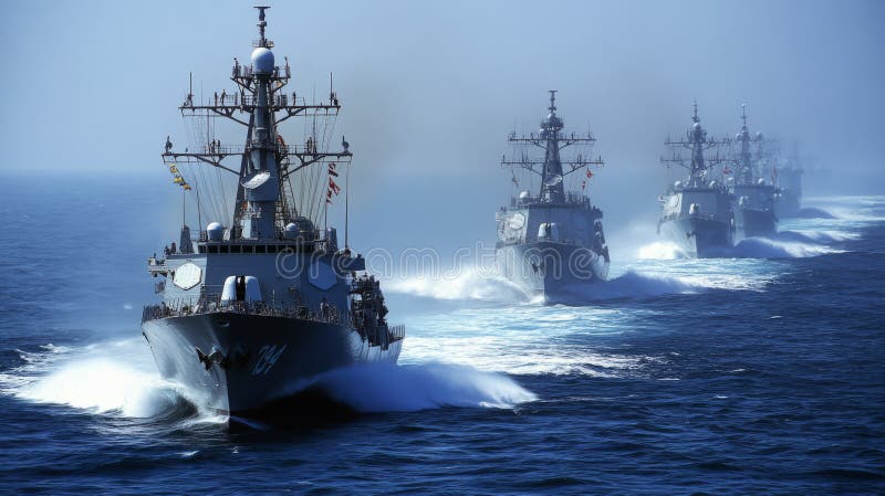 Navy Ships Coordinate Maneuvers during Training Exercise on Navy Day in ...