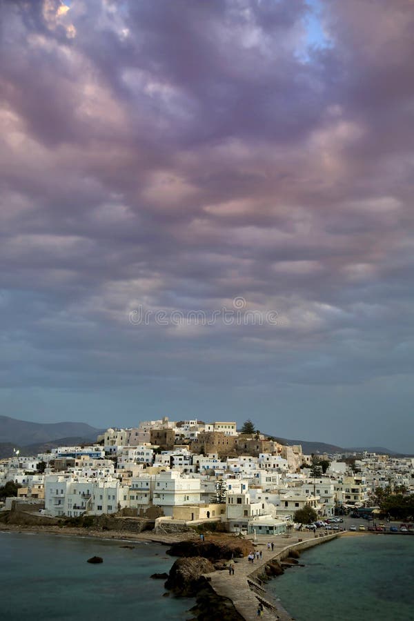 Naxos in Greece at sunset stock photo. Image of beach - 62607950