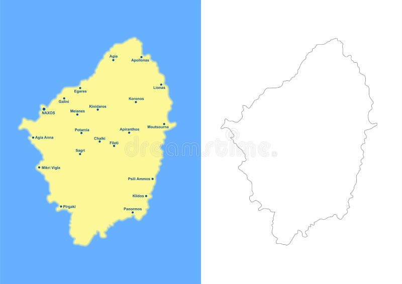 Naxos Island Map - Cdr Format Stock Vector - Illustration of island ...