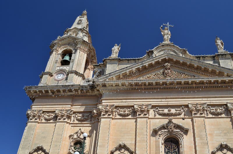 Naxxar church Malta stock image. Image of buildings, architecture ...
