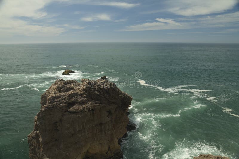 Nazare, Cliff and Lighthouse in Portugal Stock Photo - Image of coast ...