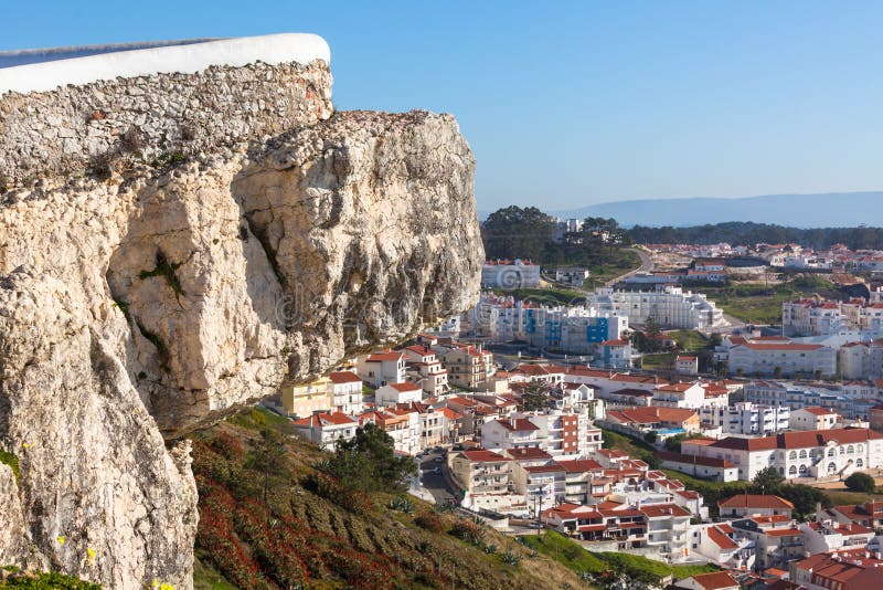 Nazare, Portugal, View from Cliff Above Stock Image - Image of ...