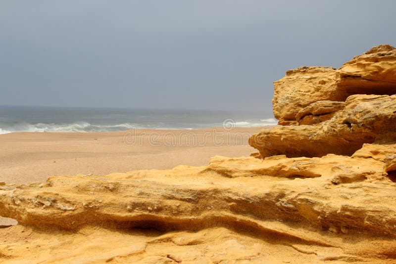 Nazare rocks, Portugal stock image. Image of orange, portuguese - 26302407