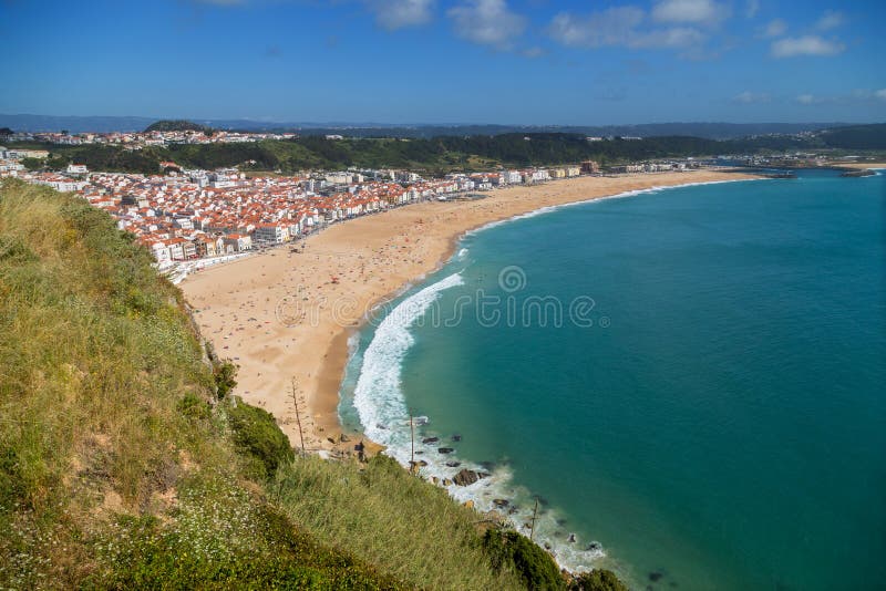 Nazare town and beach stock photo. Image of destination - 226523338