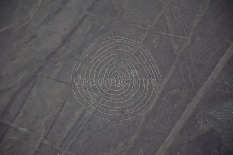 Nazca Lines Geoglyph Spiral in Desert Nasca Plateau Peru. Stock Image ...
