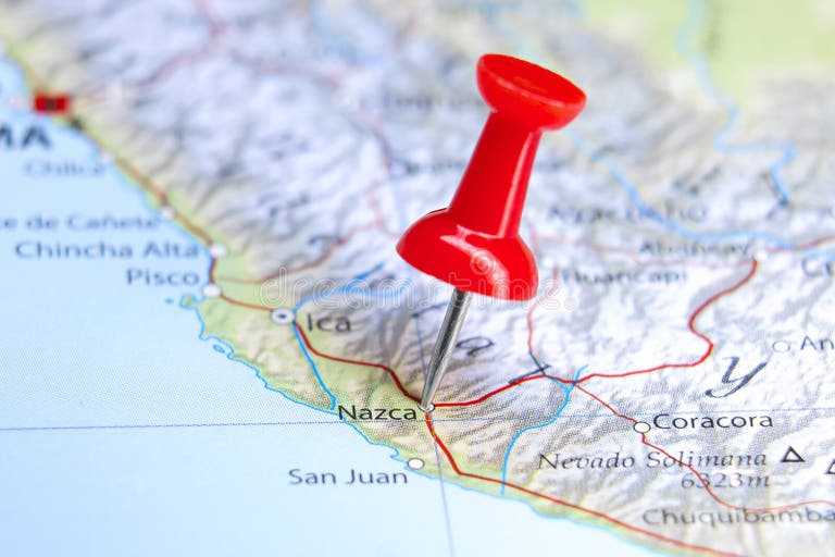 Nazca, Peru pin on map stock photo. Image of america - 337475434