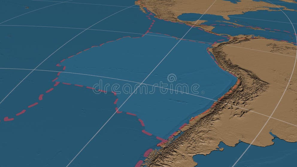 Nazca Plate Enlarged and Outlined - Grayscale Stock Illustration ...