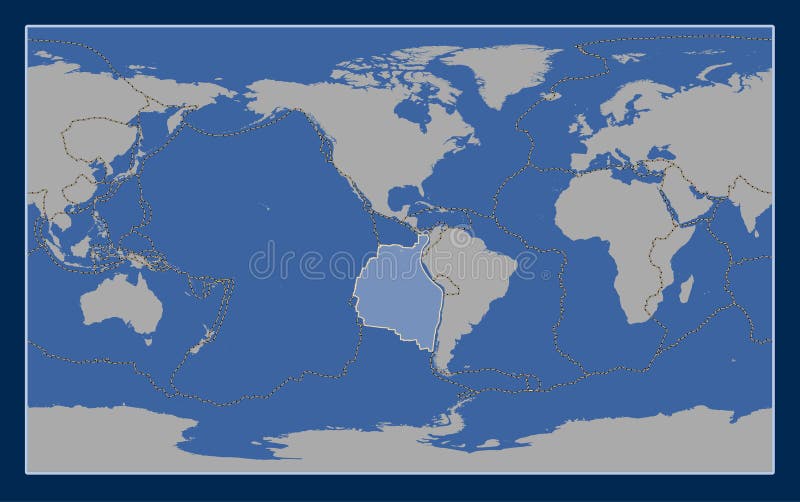 Nazca Tectonic Plate. Contour. Compact Miller. Boundaries Stock ...