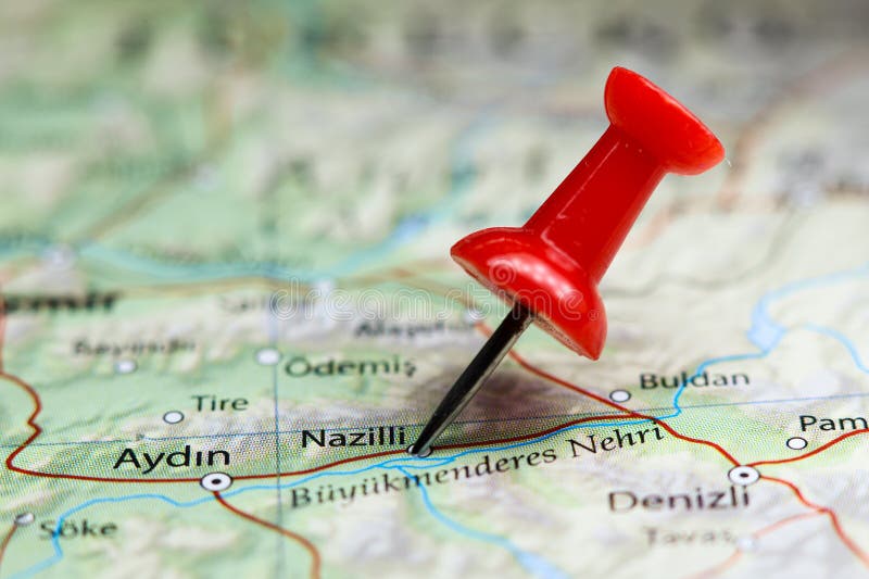 Nazilli, Turkey pin on map stock image. Image of macro - 372923373