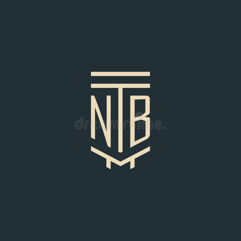 NB Initial Monogram with Simple Line Art Pillar Logo Designs Stock ...