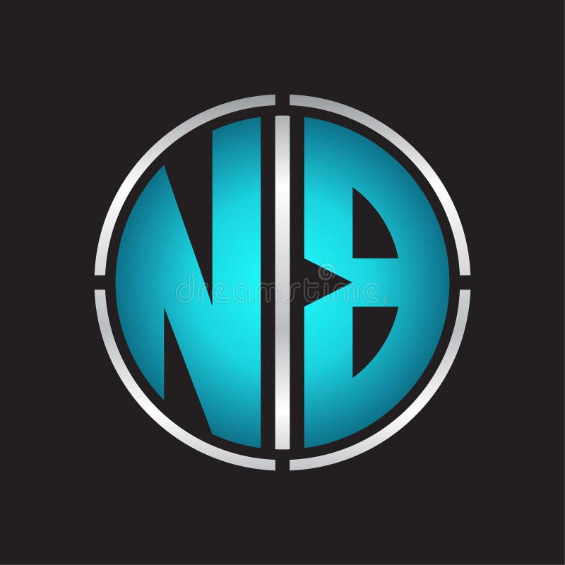 NB Logo Initial with Circle Line Cut Design Template on Blue Colors ...