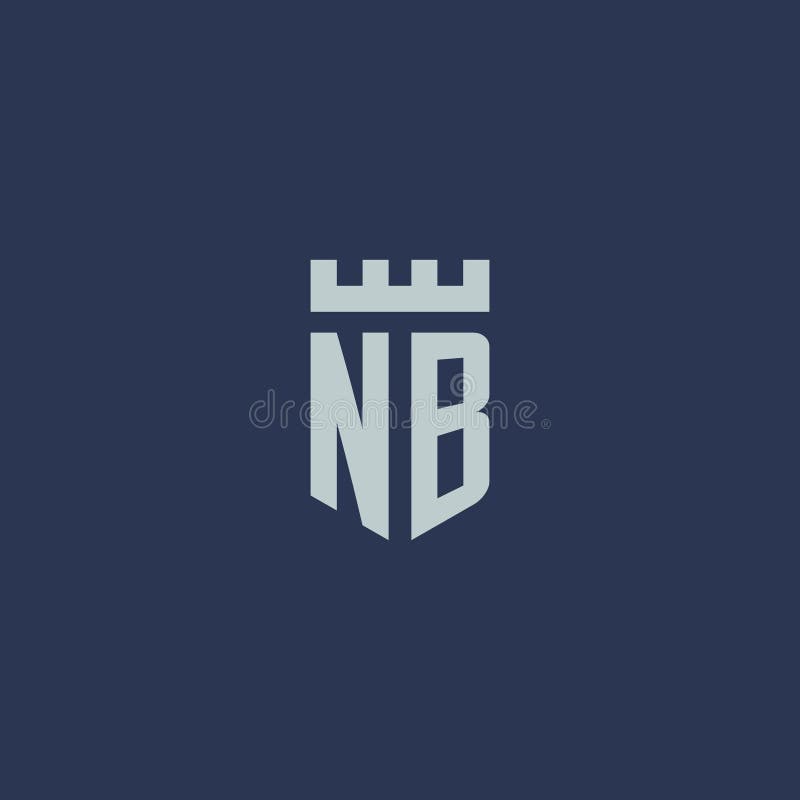 NB Logo Monogram with Fortress Castle and Shield Style Design Stock ...
